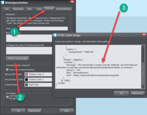 Cookie Hinweis in Webseite einbauen – HTML-Editor und Magix Webdesigner ...